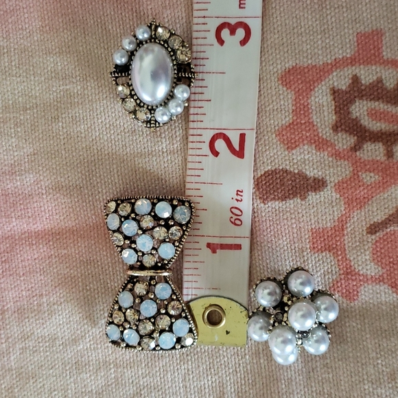 Jewelry | 3 Rhinestone Pins Bow Pin Bow Brooch Pearl Brooch Pearl Pin ...